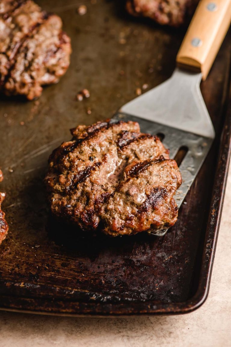 Goat Cheese Burger with Caramelized Onions and Red Wine Glaze